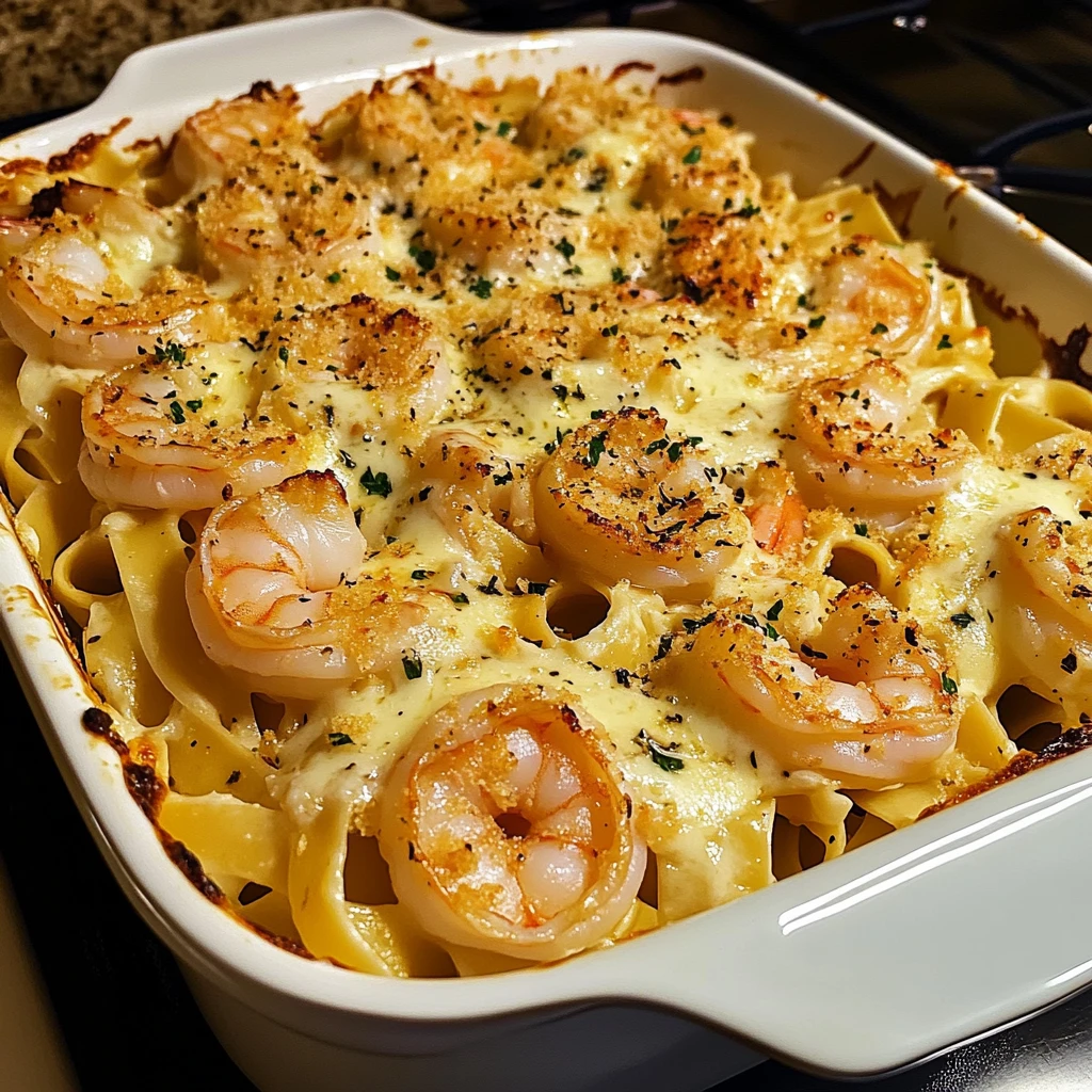 Garlic Parmesan Shrimp Fettuccine Bake 30 Minutes Easy Delicious